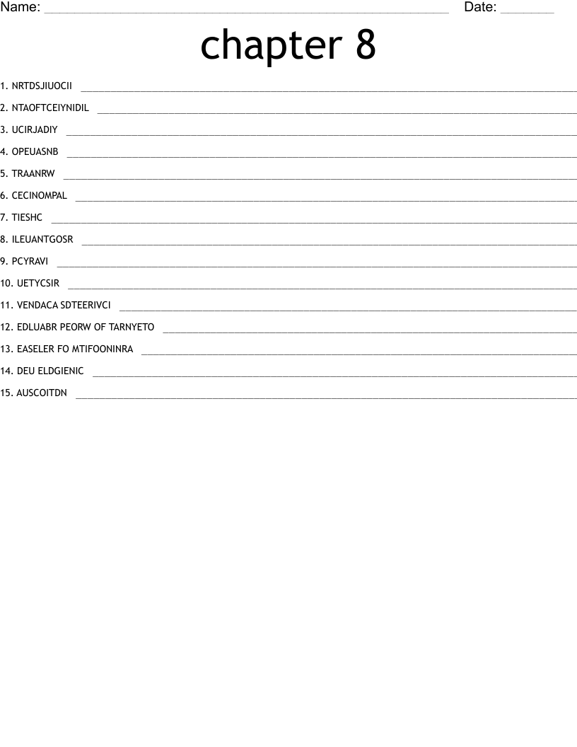 chapter 8 Word Scramble - WordMint