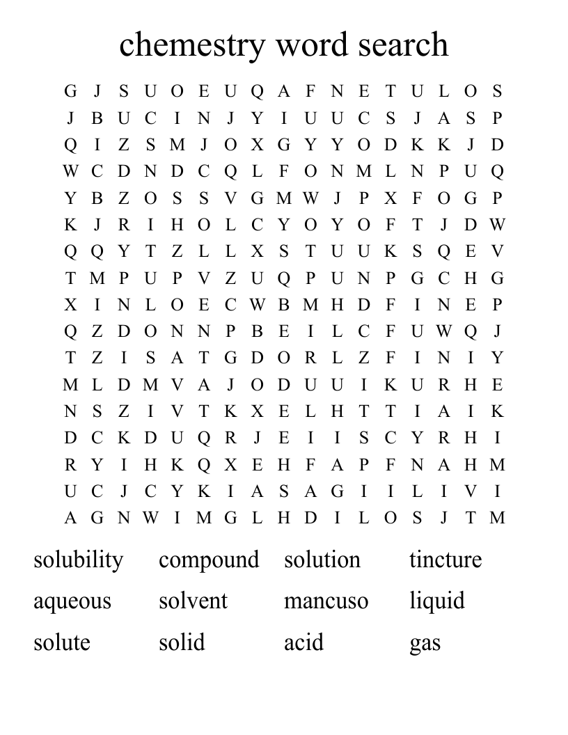chemestry word search - WordMint