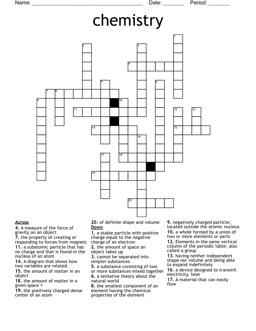 chemistry Crossword - WordMint