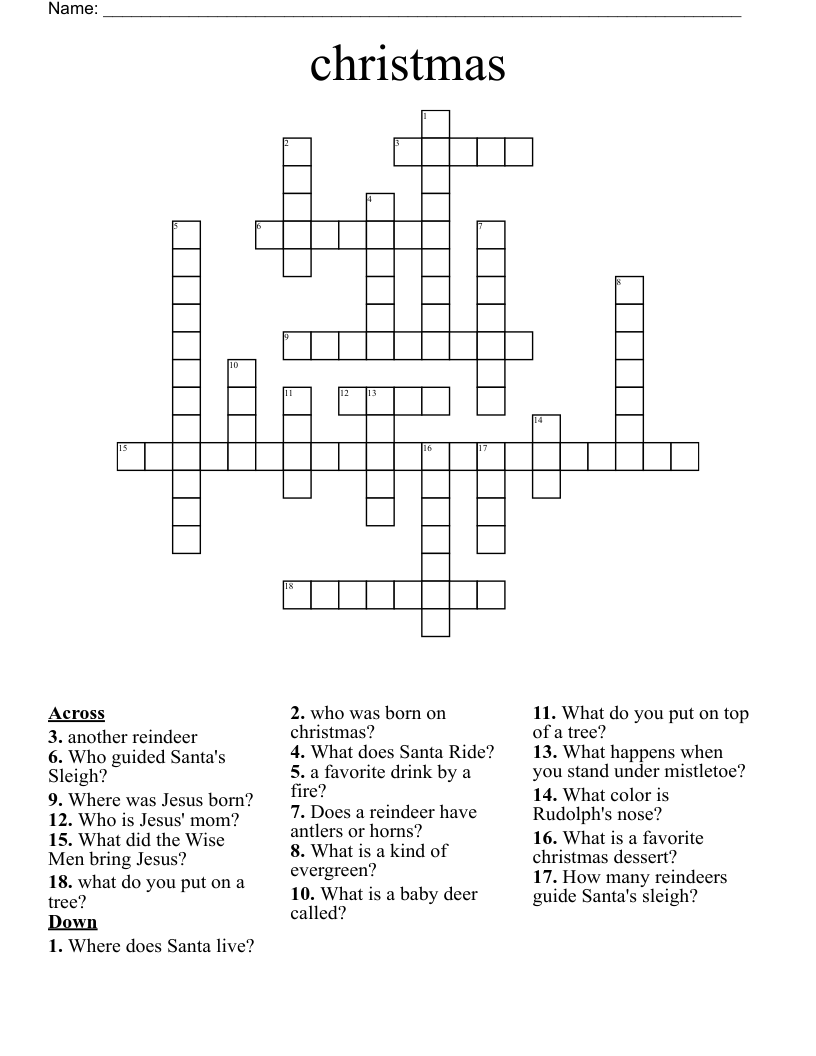 christmas Crossword - WordMint