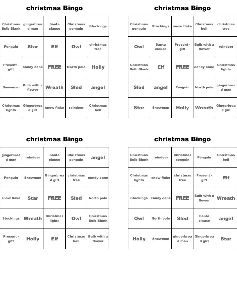 christmas Bingo - WordMint