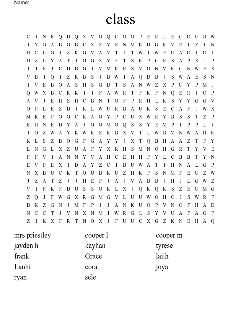 class Word Search - WordMint