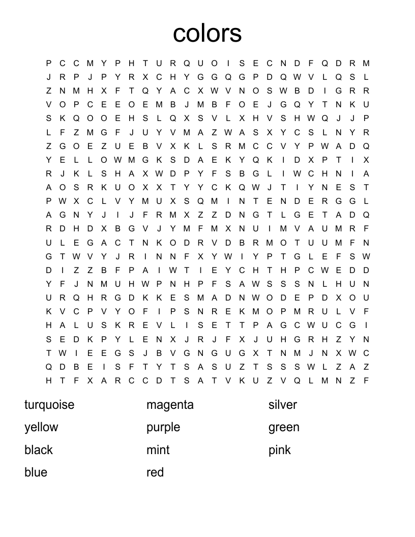 colors Word Search - WordMint