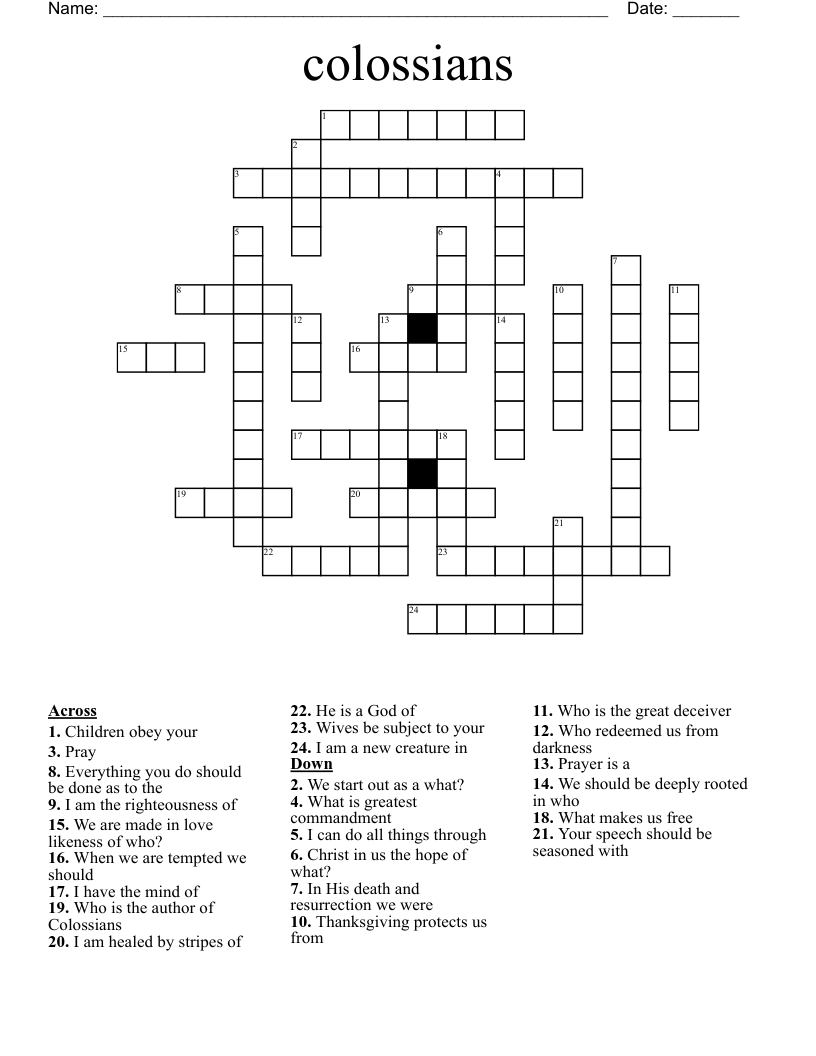 colossians Crossword - WordMint