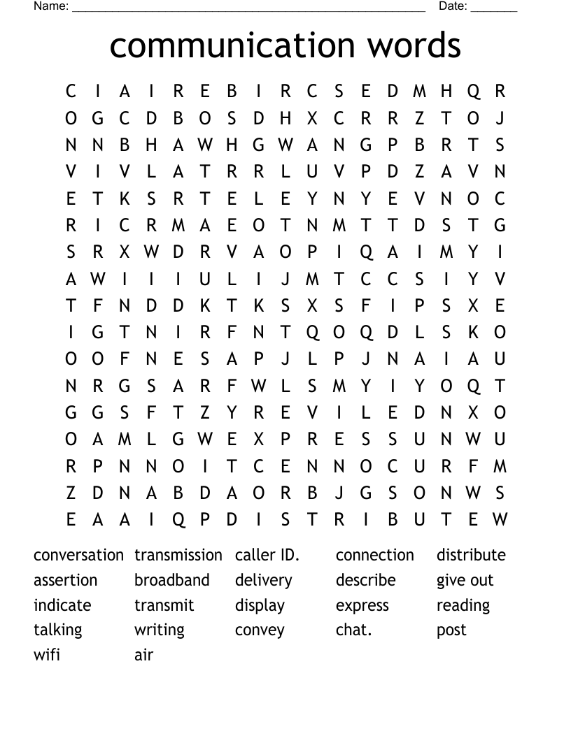 communication words Word Search - WordMint