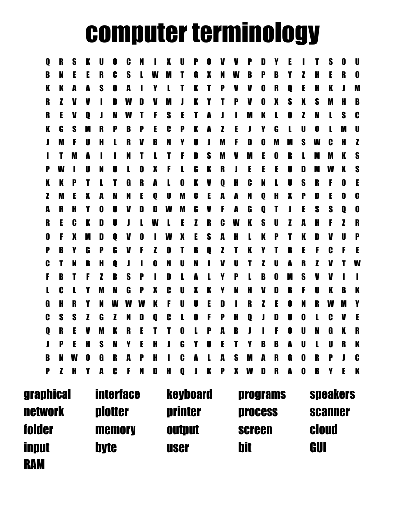Computer Terminology Word Search WordMint
