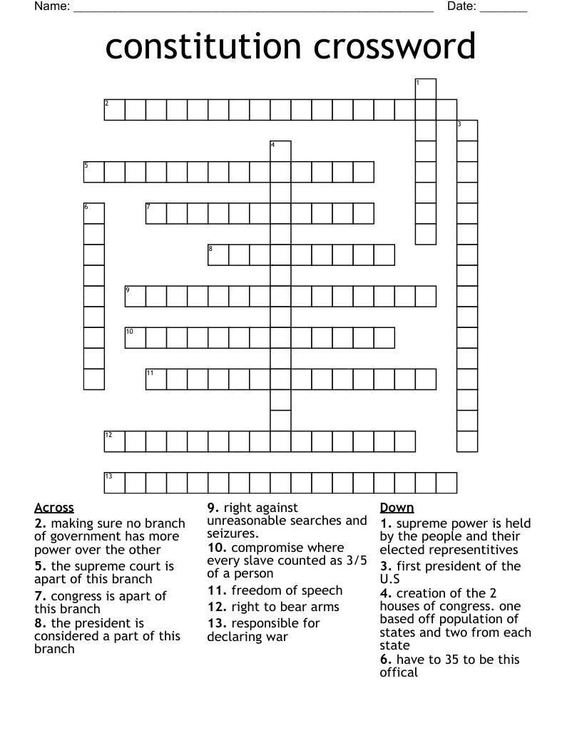 constitution crossword - WordMint