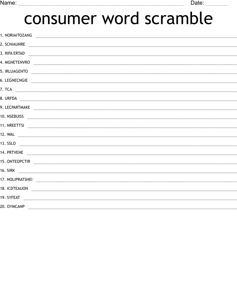 consumer word scramble - WordMint