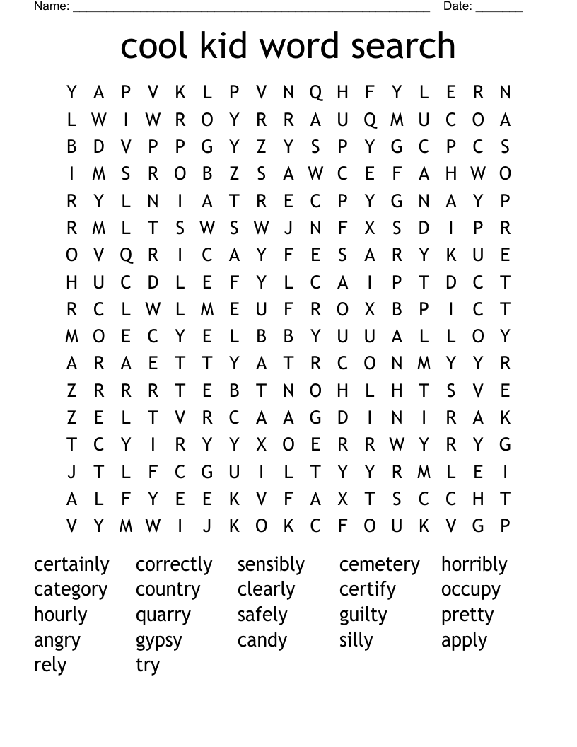 cool kid word search - WordMint