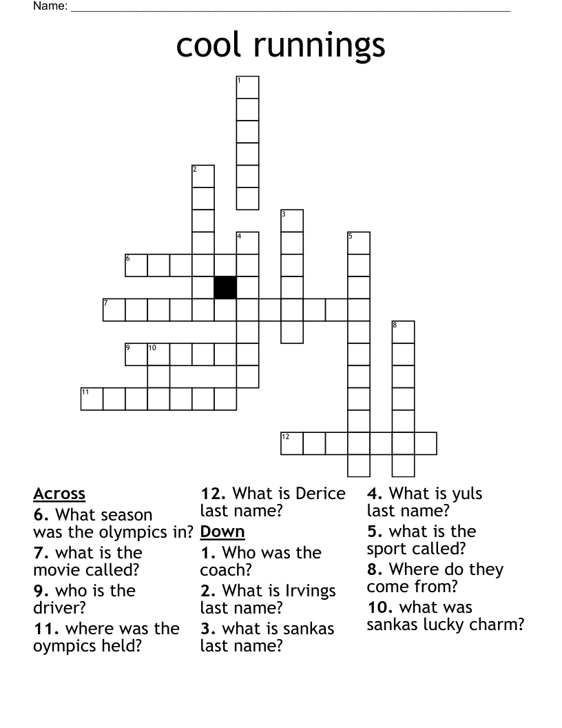 Cool Runnings Crossword WordMint
