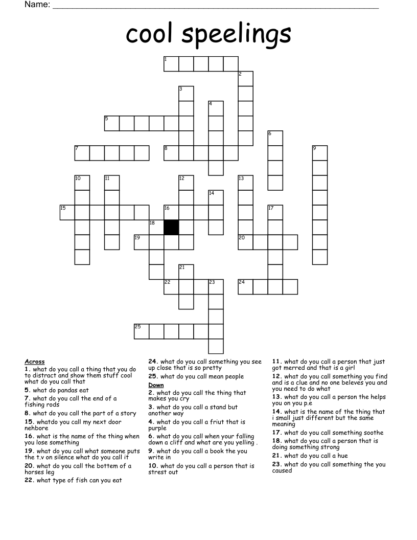 cool speelings Crossword - WordMint