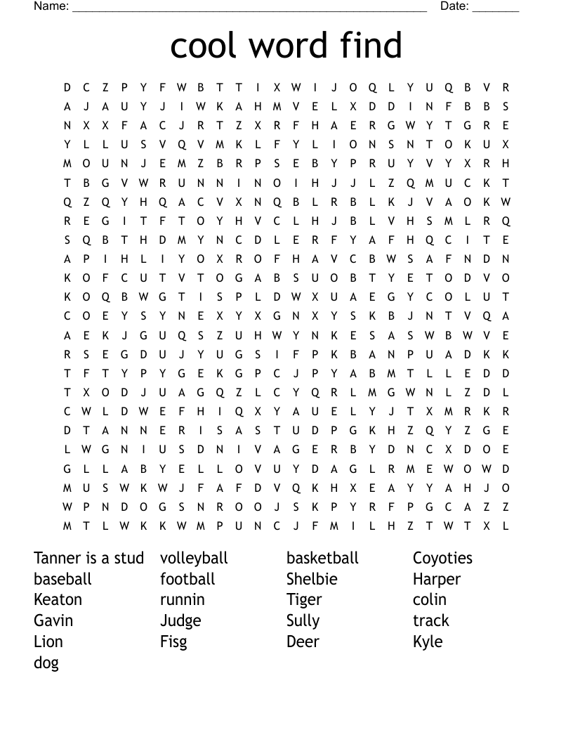 Cool Word Find Word Search WordMint