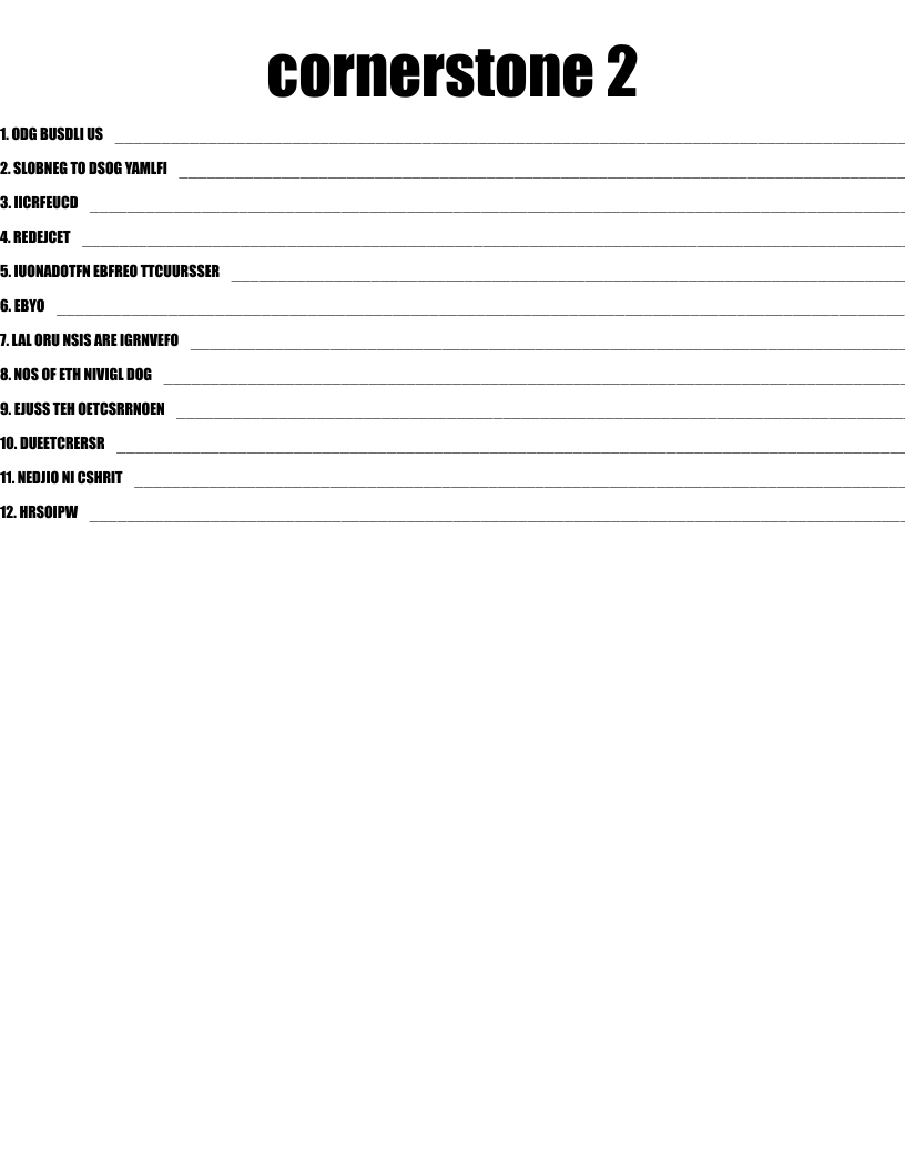 cornerstone 2 Word Scramble - WordMint
