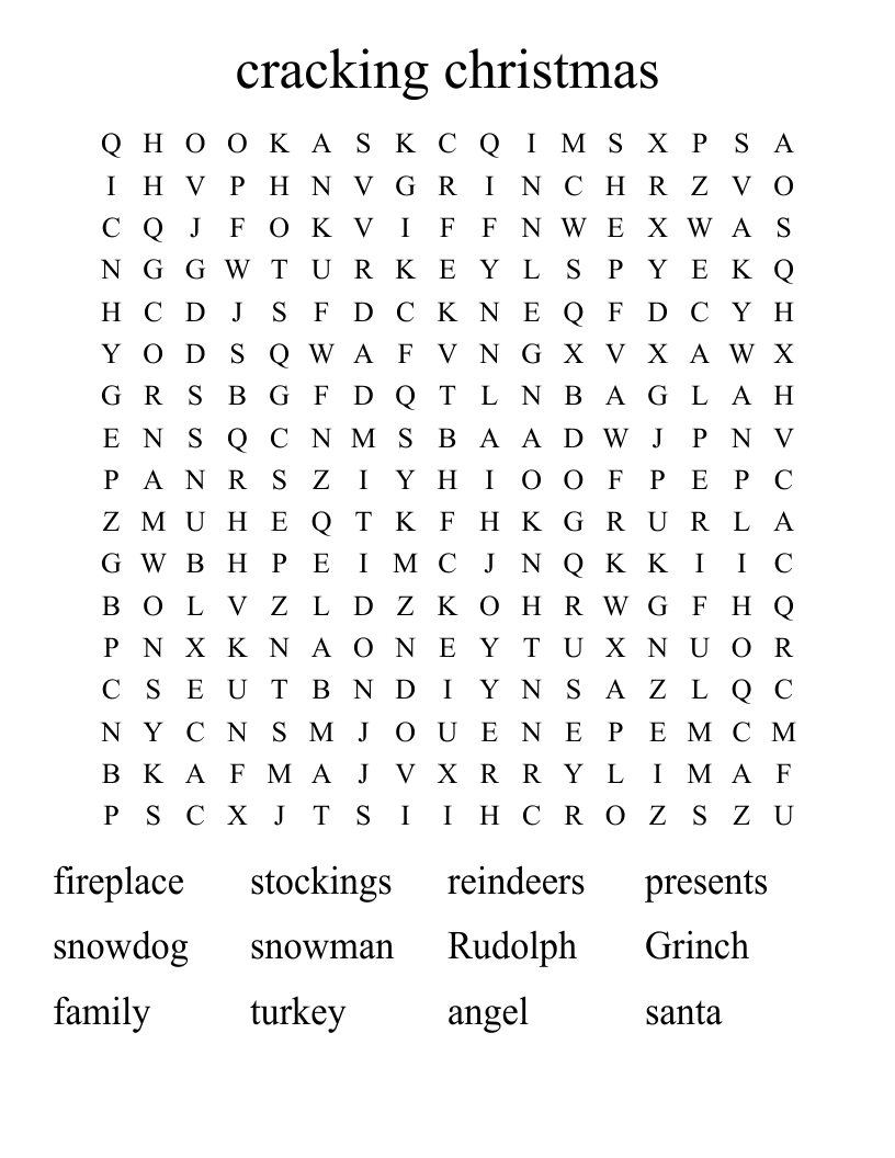 cracking christmas Word Search - WordMint