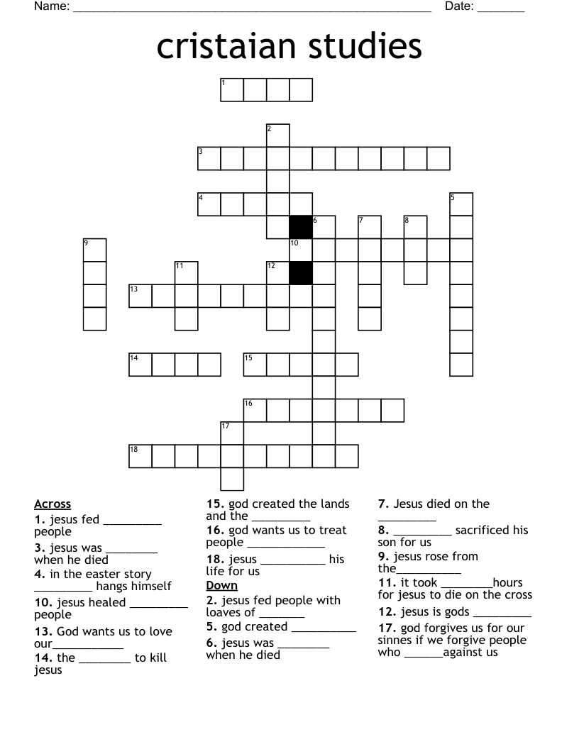 cristaian studies Crossword - WordMint