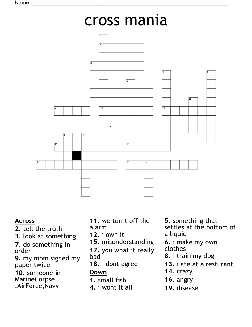 cross mania Crossword - WordMint