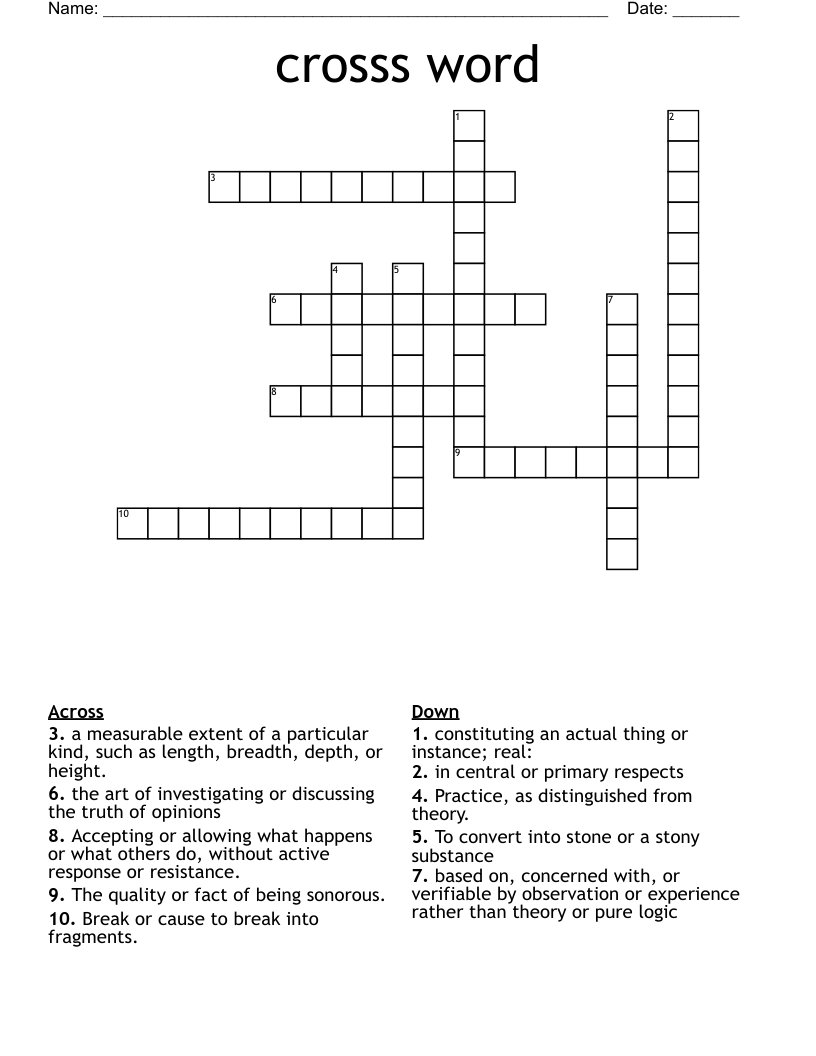 crosss word Crossword - WordMint