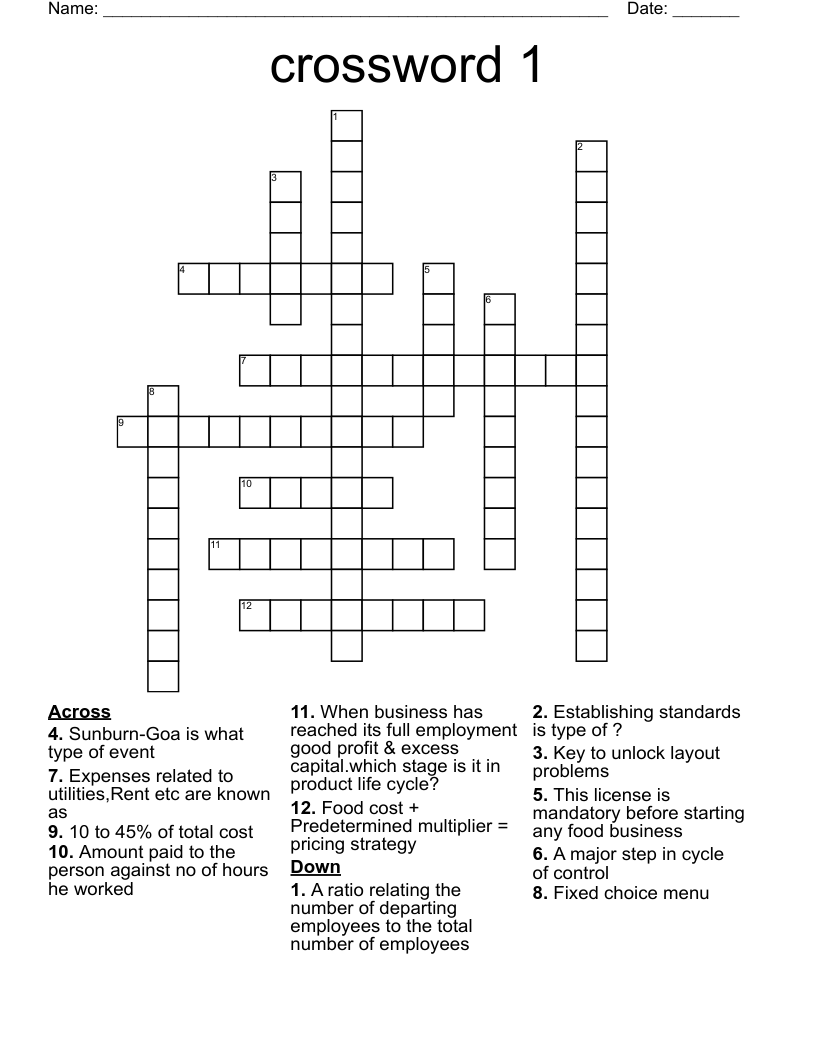 crossword 1 - WordMint
