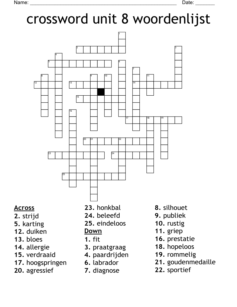 crossword unit 8 woordenlijst - WordMint