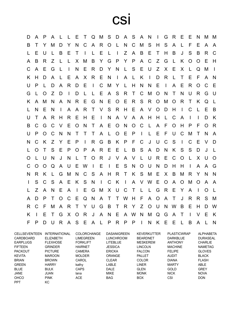 csi Word Search - WordMint
