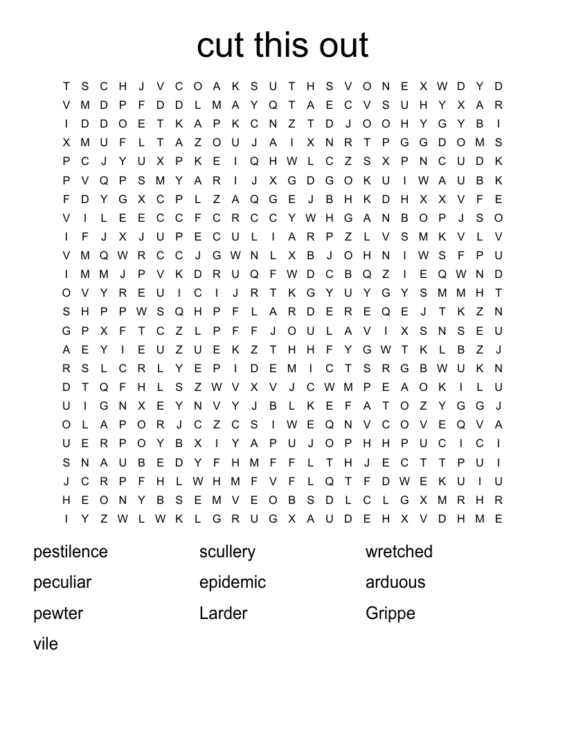 cut this out Word Search - WordMint