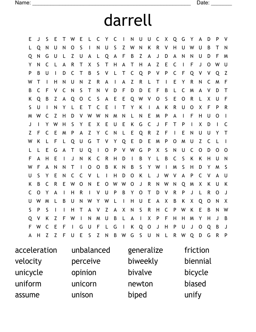darrell Word Search - WordMint
