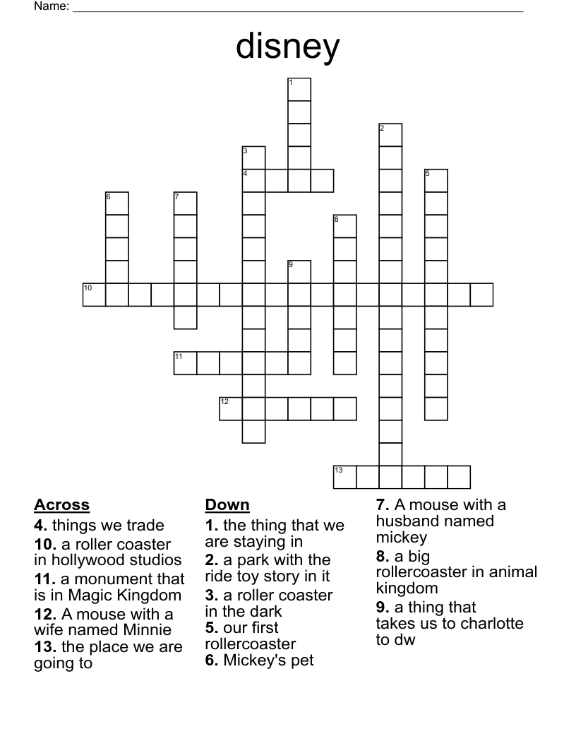 11 Fun Disney Crossword Puzzles Kitty Baby Love 51 Disney Crossword