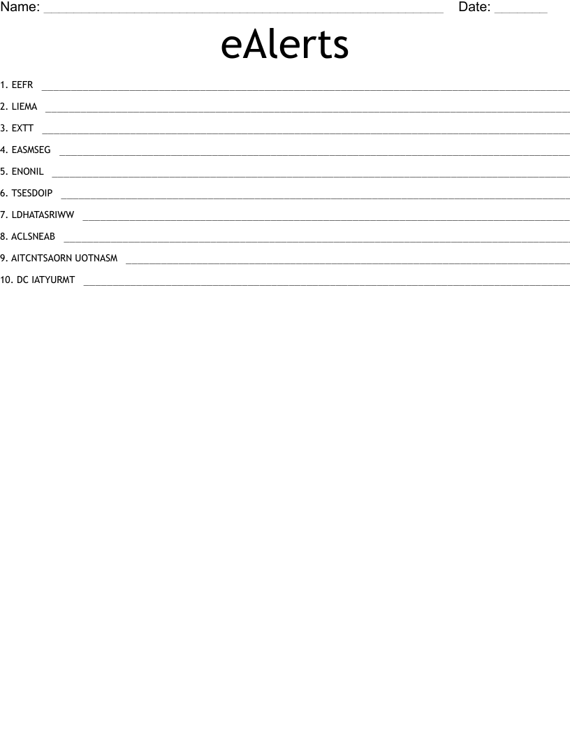 eAlerts Word Scramble - WordMint