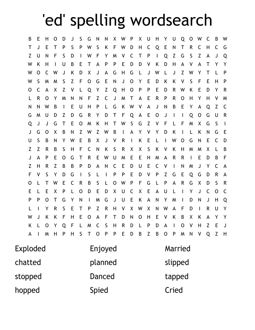 'ed' spelling wordsearch - WordMint