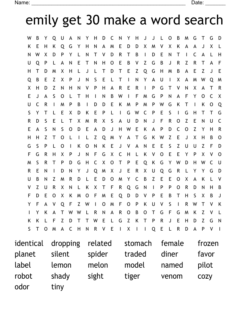 Emily Get 30 Make A Word Search WordMint
