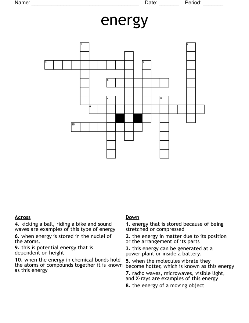 energy Crossword - WordMint