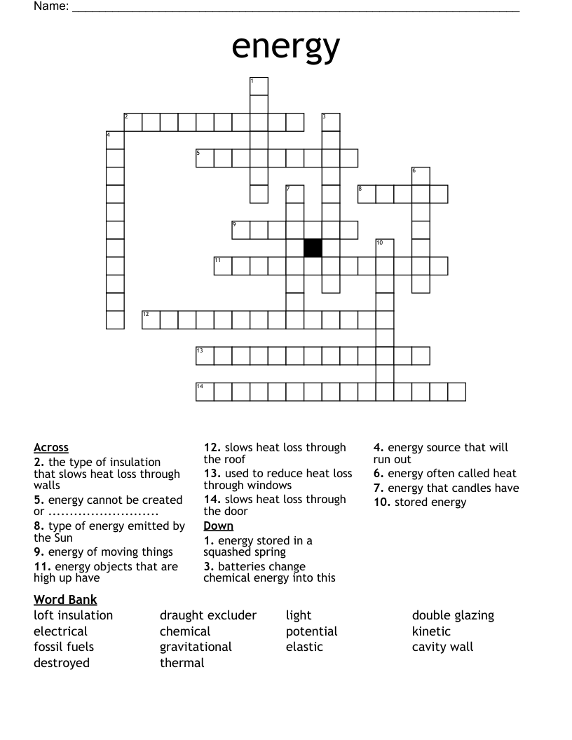energy Crossword - WordMint