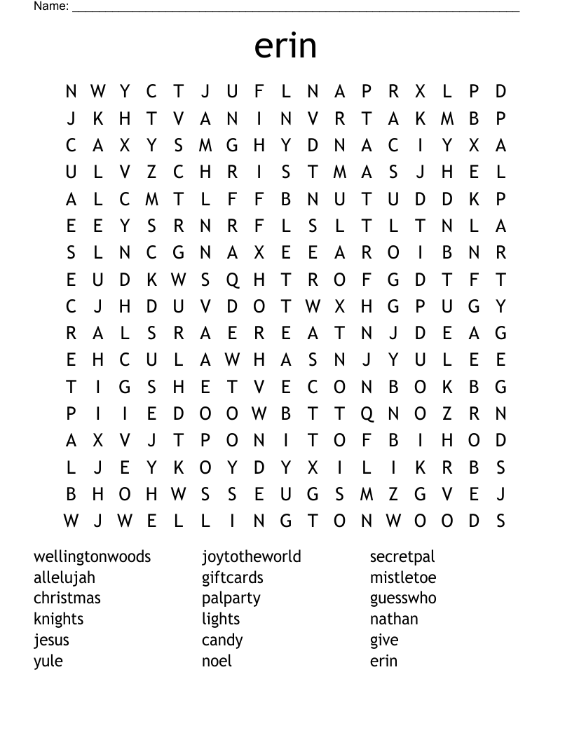 erin Word Search - WordMint