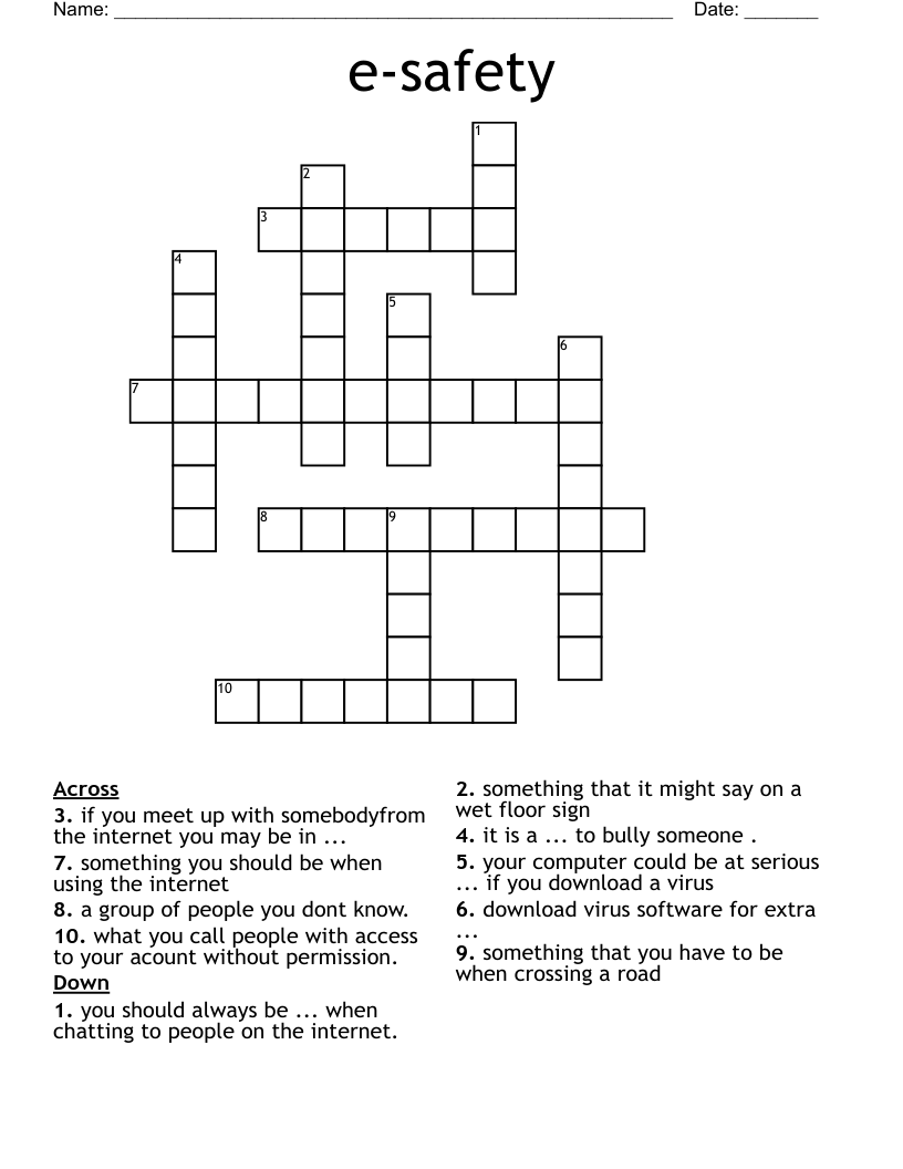 e-safety Crossword - WordMint