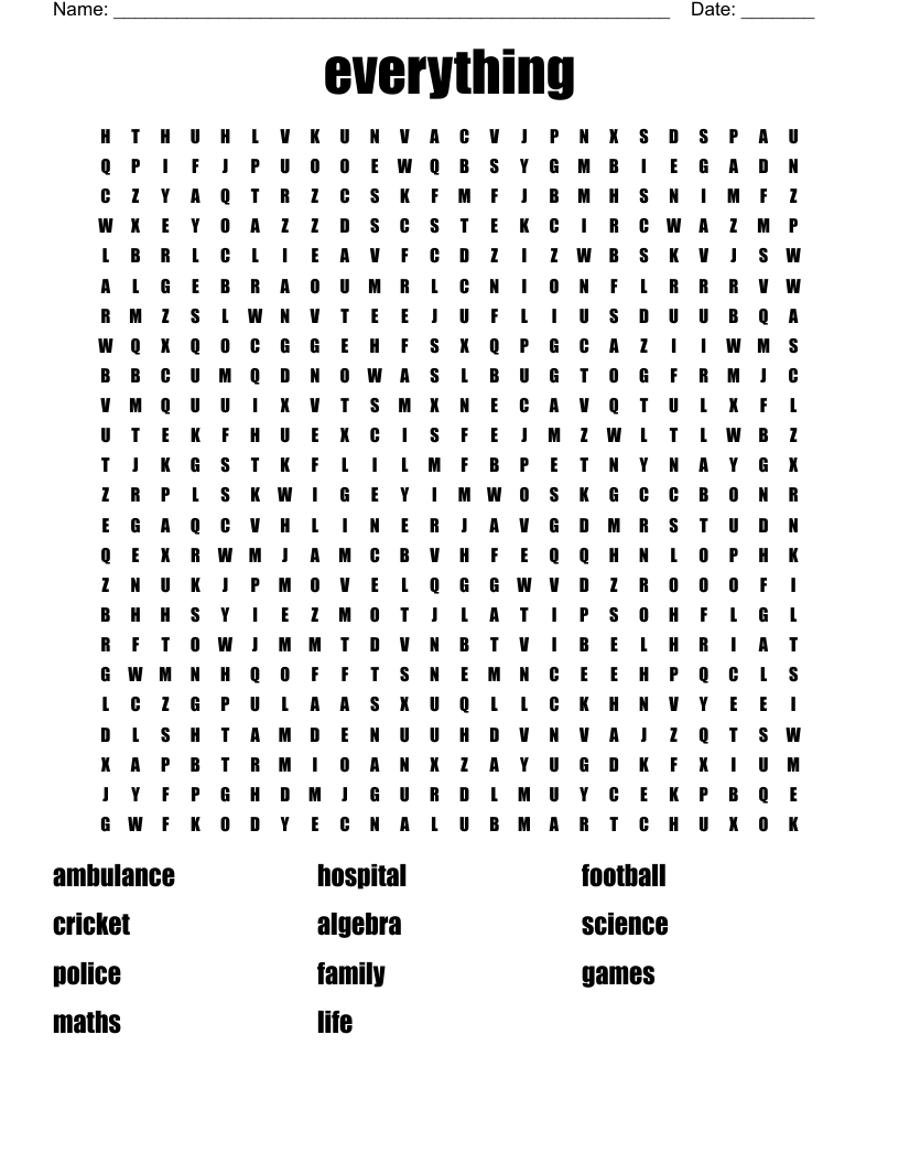 everything Word Search - WordMint