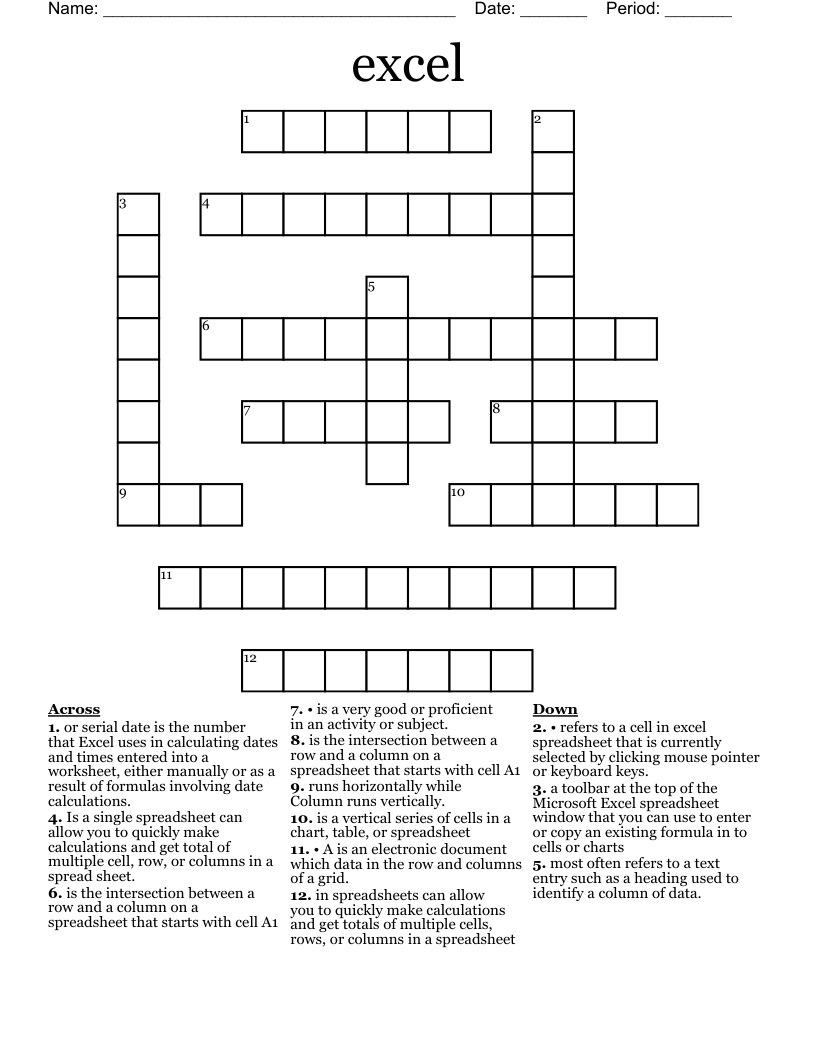 Excel Crossword WordMint