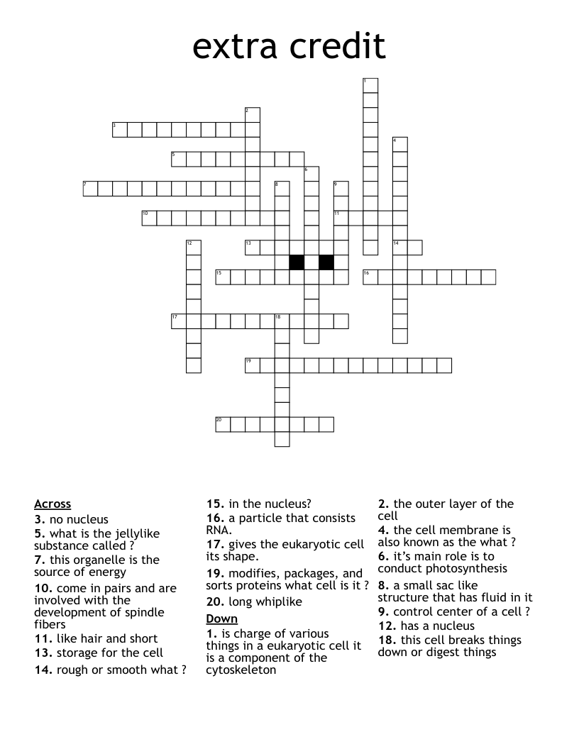 extra credit Crossword - WordMint