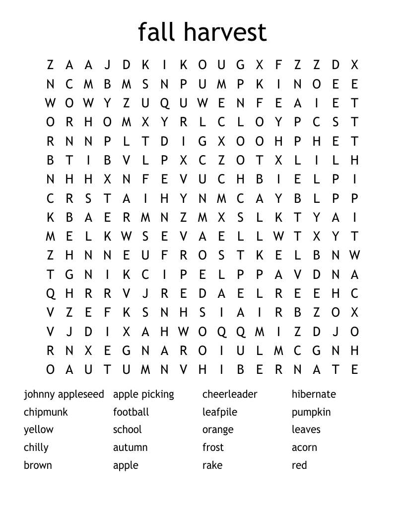 FALL WORD SEARCH PUZZLE WordMint