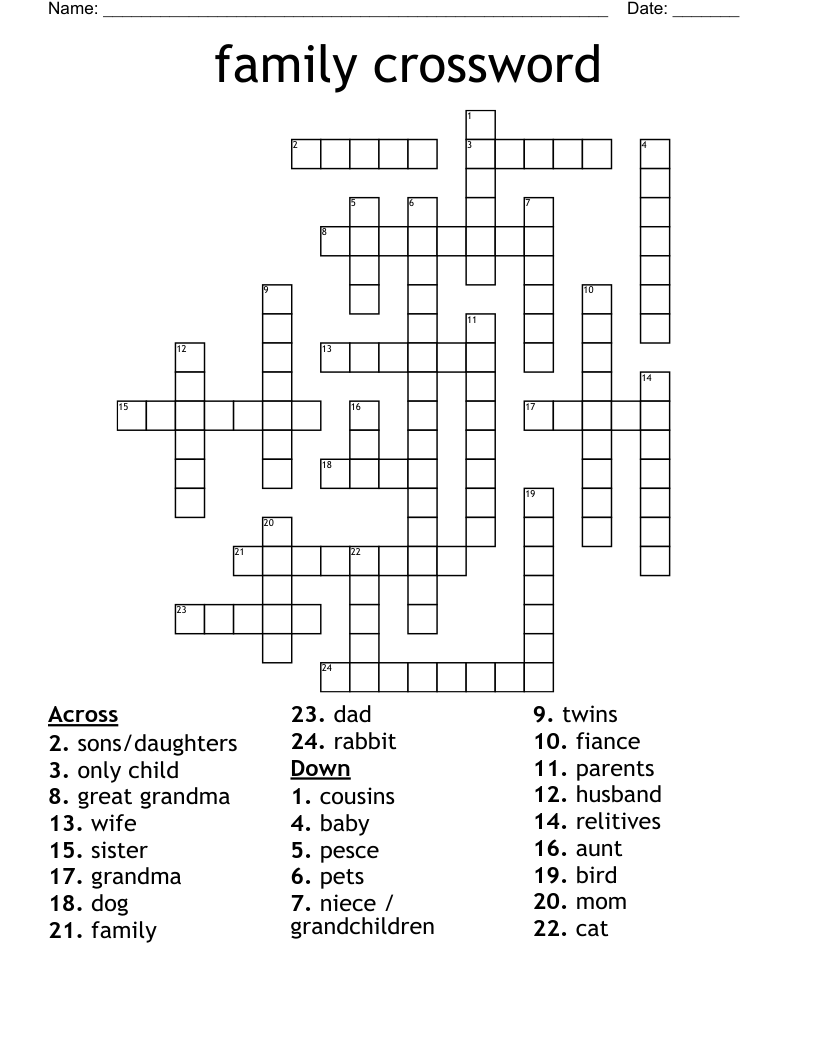 family crossword - WordMint