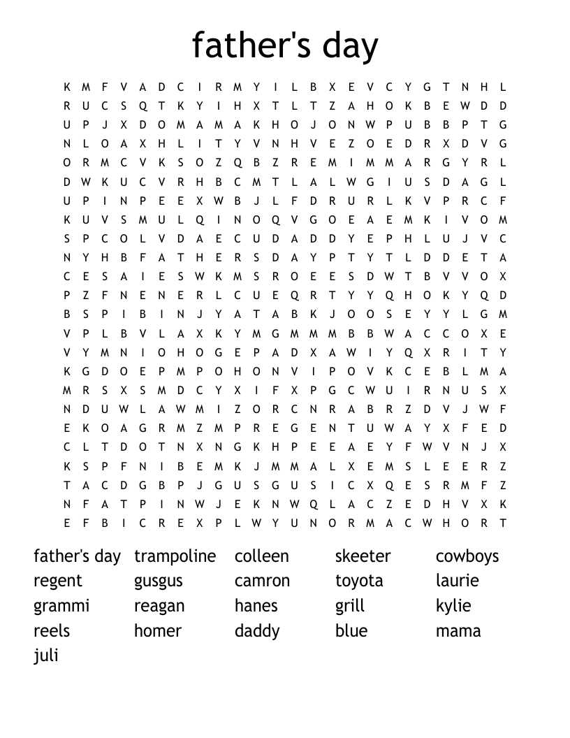 father's day Word Search - WordMint