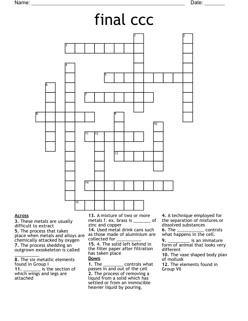 final ccc Crossword - WordMint