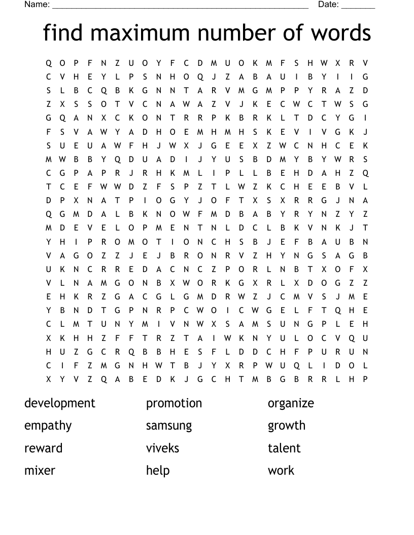 Find Maximum Number Of Words Word Search WordMint