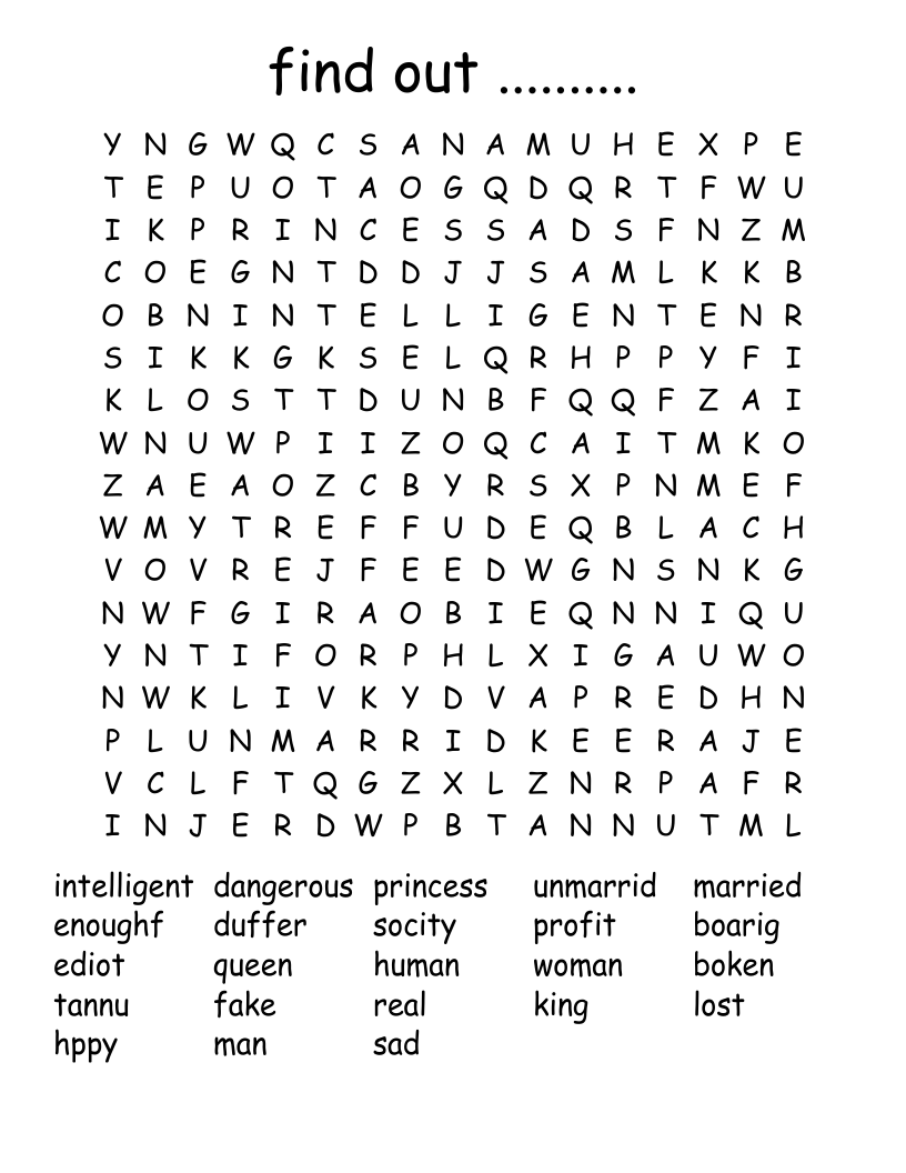 Find Out Word Search WordMint
