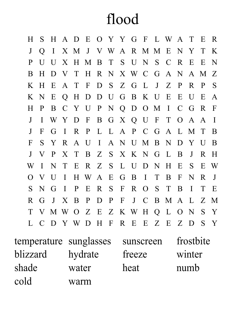 flood Word Search - WordMint