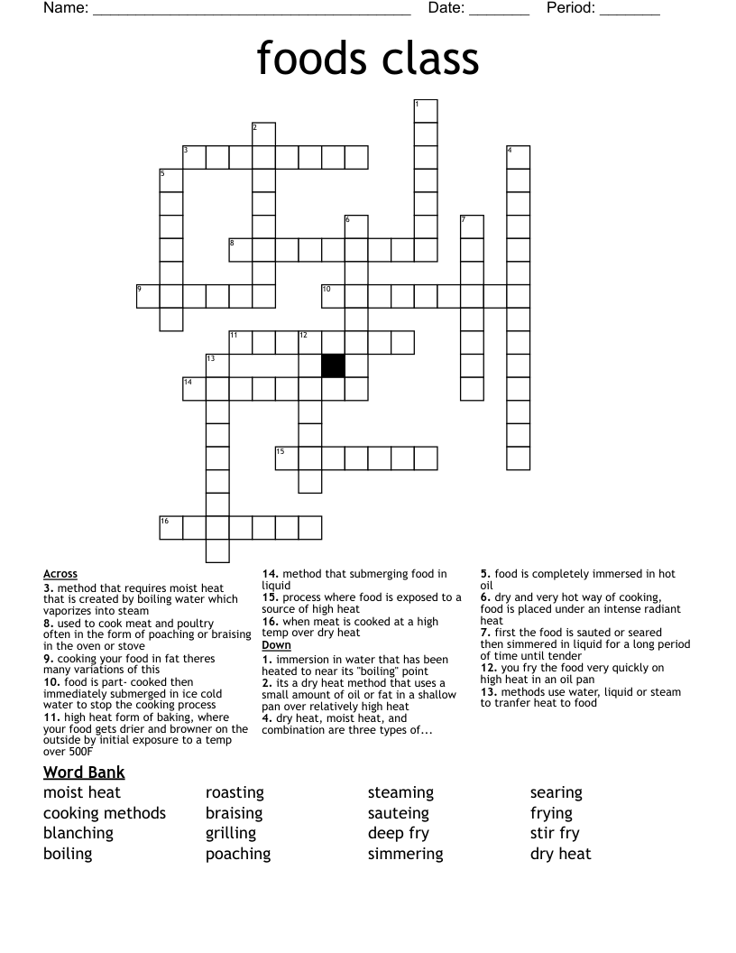 Cooking Methods Worksheet WordMint