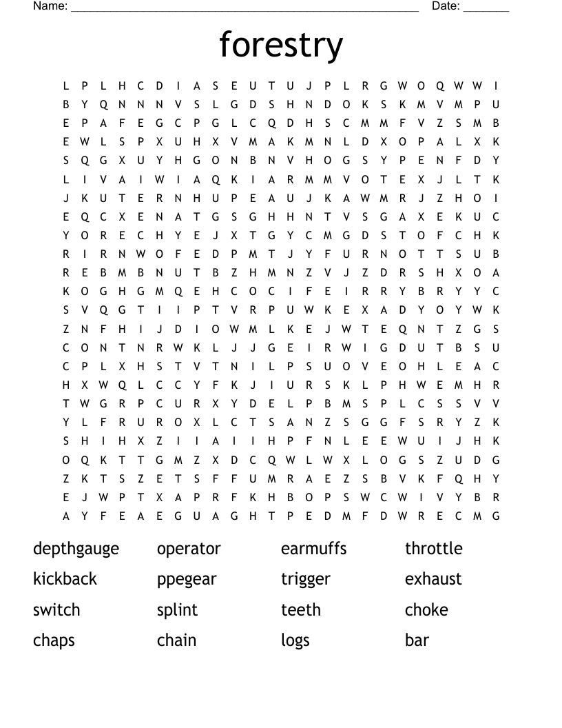 forestry Word Search - WordMint