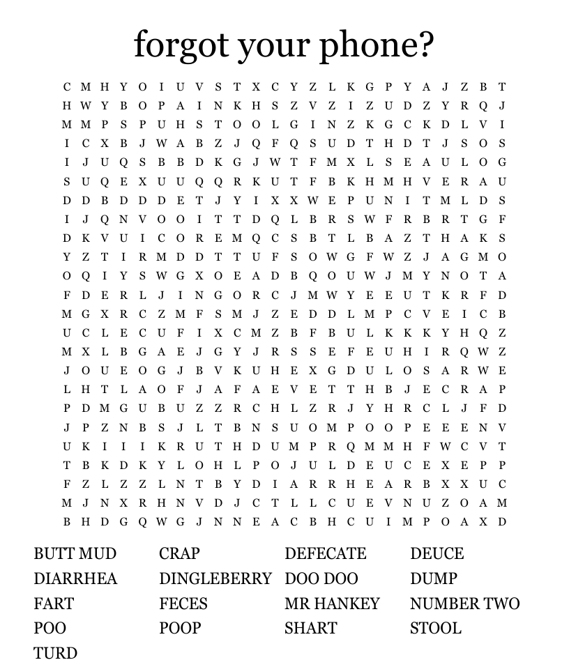 Forgot Your Phone? Word Search - WordMint