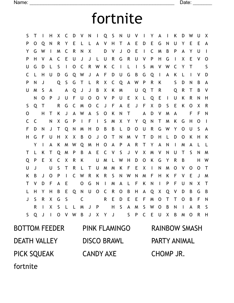fortnite Word Search - WordMint