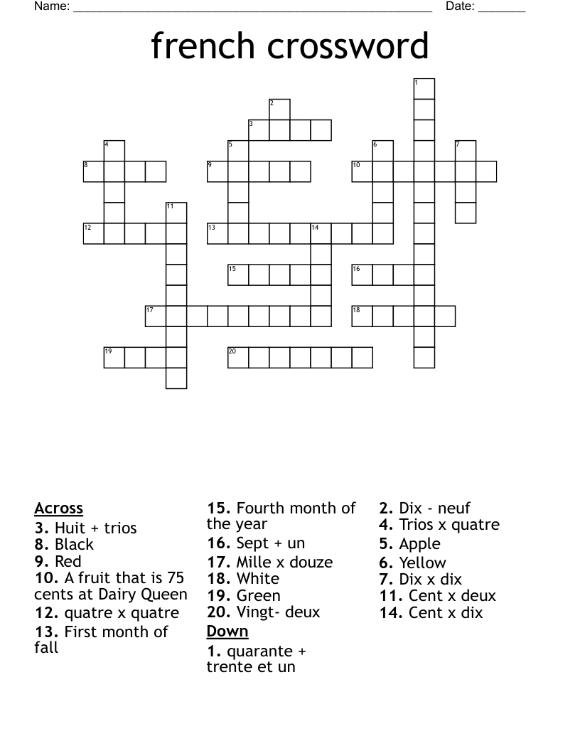 french crossword - WordMint