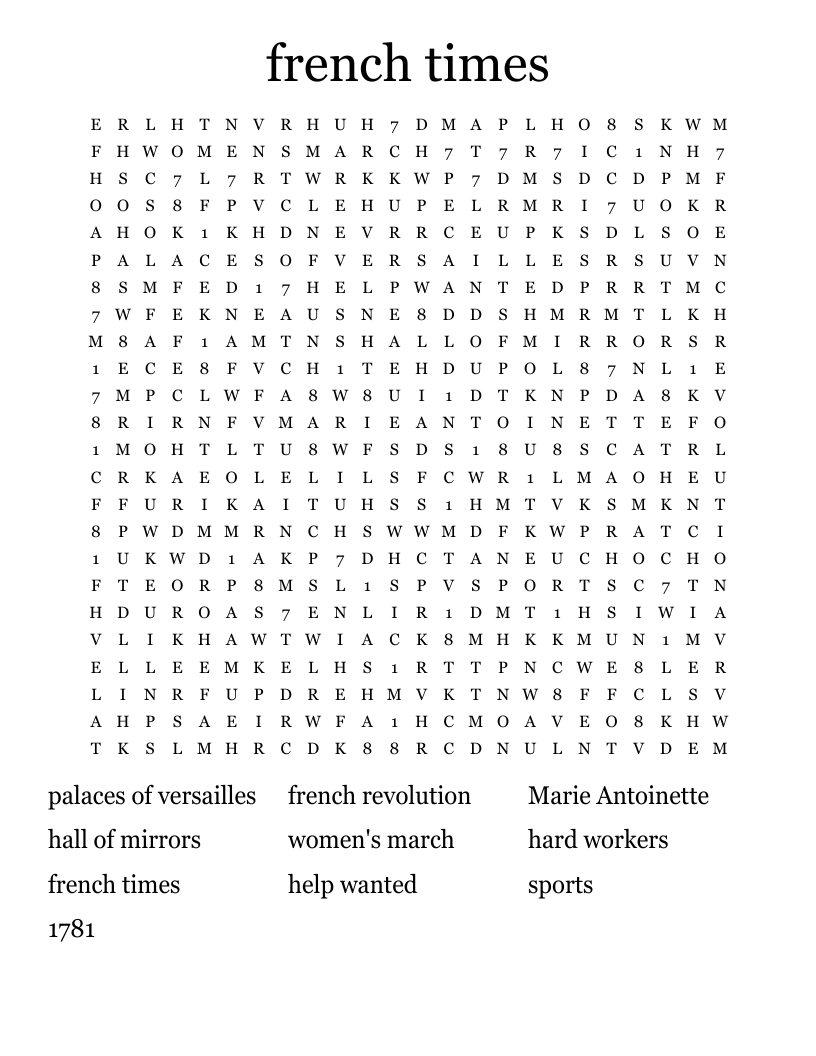 French Times Word Search WordMint french-times-word-search-wordmint